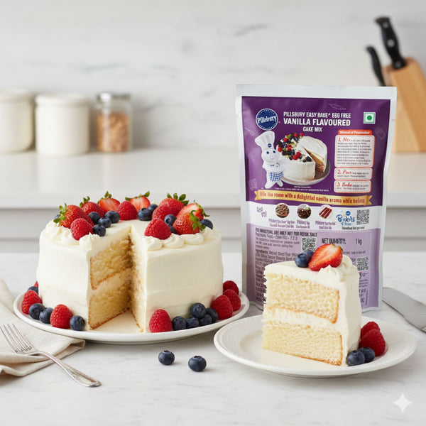 Pills&bury Easy Bake Egg Free Vanilla Flavoured Cake Mix – 1 kg | Soft ...