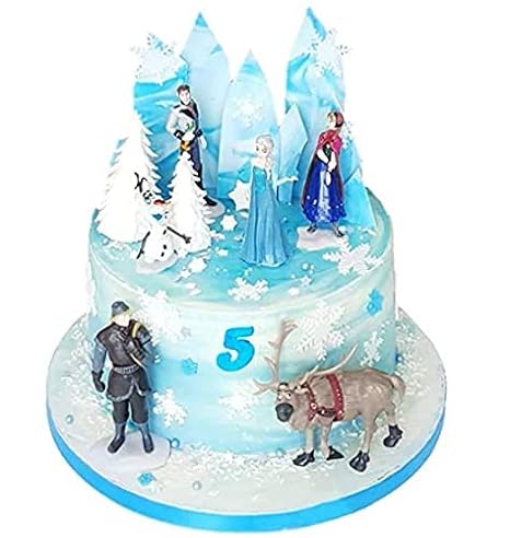 06 Pcs Frozen Cake Topper ,Elsa Anna Children Mini Toys Cupcake Decora ...